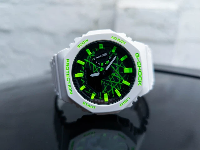 CUSTOM MOD CASIO G-Shock CasiOak Hand-Painted GA-2100 Neon Green ...