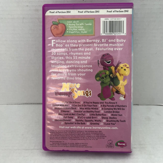BARNEY: MORE BARNEY Songs (VHS, 1999) Never Seen On Tv 55 Minutes 23 ...