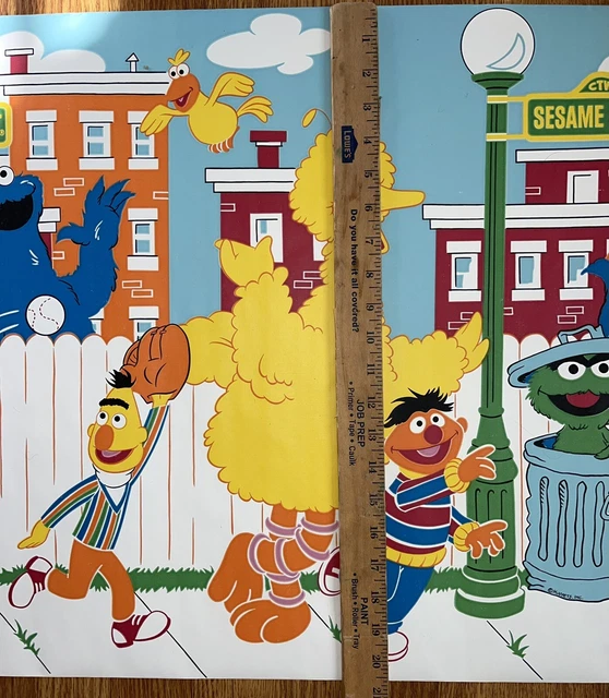 VINTAGE SESAME STREET Wallpaper Border Muppets Oscar Ernie 15 Feet X 20 ...
