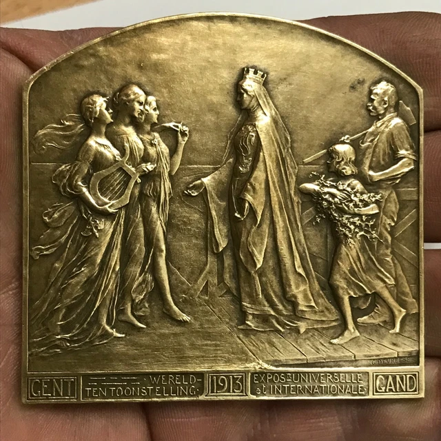 BELLE MEDAILLE EN BRONZE EXPOSITION UNIVERSELLE DE GAND 1913 par DEVREESE EUR 79,20 - PicClick FR