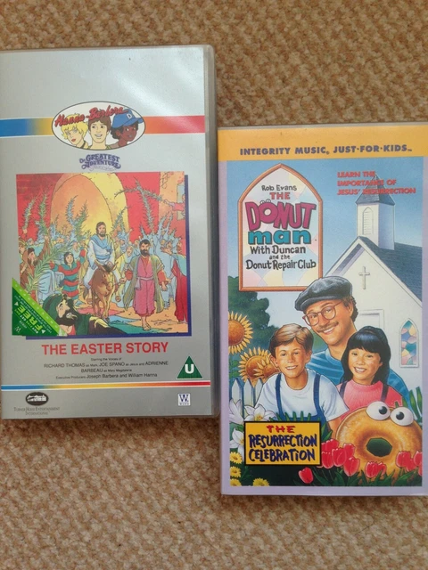 2X VIDEO DONUT MAN Resurrection + Hanna-Barbera EASTER STORY Bible FILM ...