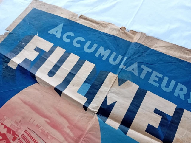 ANCIENNE AFFICHE ACCUMULATEUR FULMEN batterie automobile garage ...