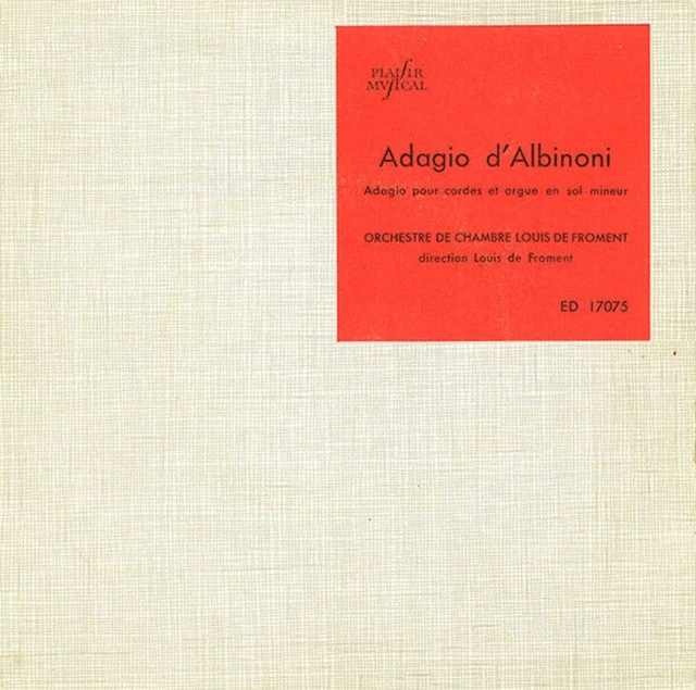 ADAGIO D'ALBINONI | Tomaso Albinoni | Bon état EUR 6,50 - PicClick FR