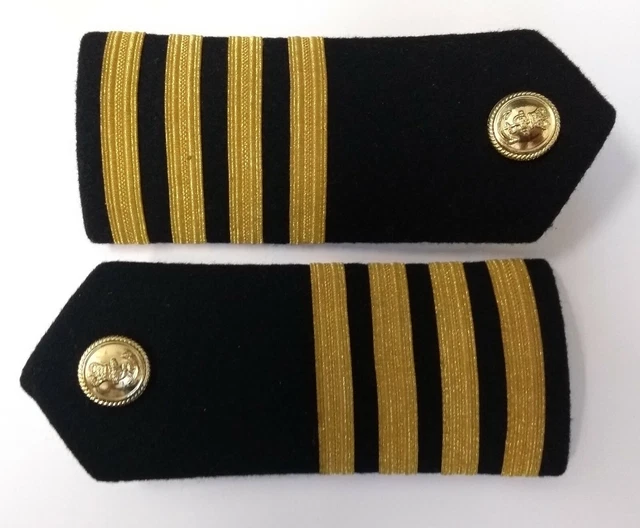 GENUINE BRITISH NAVAL Officer Shoulder Boards Complete With Buttons ...
