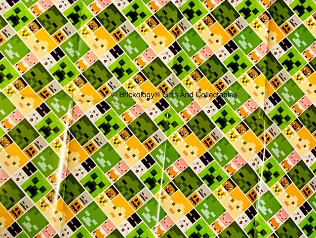 MINECRAFT CHARACTER WRAPPING Paper Pixel Gaming 8 Bit Faces 2 Sheets 2 ...