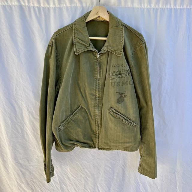 WWII USMC MARINE Corps Customized HBT Tanker Jacket Stenciled £491.27 ...