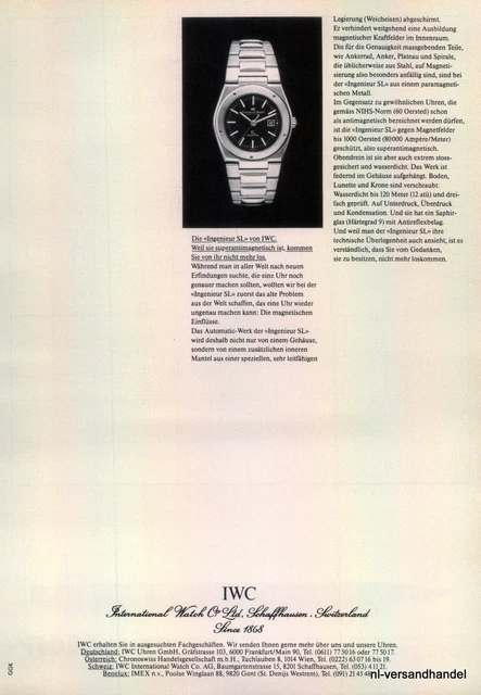 IWC-INGENIEUR-1980-REKLAME-WERBUNG-GENUINE ADVERT-LA PUBLICITÉ-NL ...