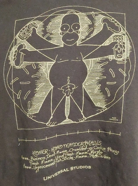 UNIVERSAL STUDIOS THE Simpsons Homer Vitruvian Man Medium Brown Shirt ...