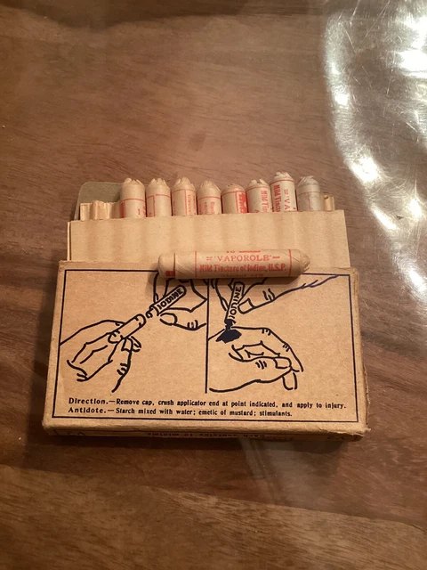 US WW2 IODINE Applicators 10 Vials Burroughs Wellcome Original ...