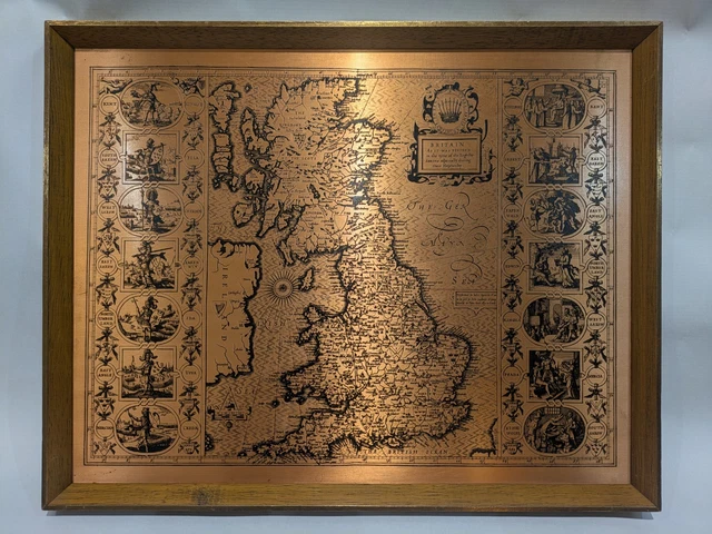 COPPERCRAFT COPPER ETCHED Framed Map Of Britain Vintage 1970s £69.99 ...
