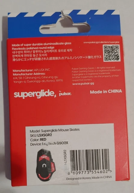 SUPERGLIDE GLASS MOUSE Skates RED for Logitech G502 X (L5XSGR2) $27.95 ...