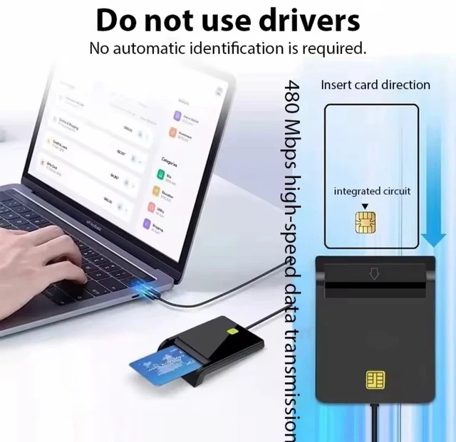LETTORE SMART CARD Firma Digitale Tessera Sanitaria CNS,CRS,CIE ...
