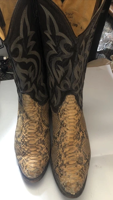 TONY LAMA VINTAGE Snakeskin Python Western Cowboy Boots Mens 10 1/2 D ...