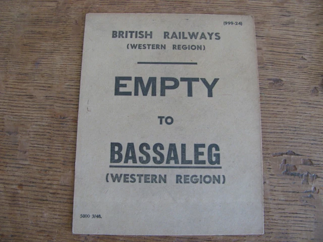 AN ORIGINAL BRITISH Railways, Western Region, Wagon Label, Empty To ...