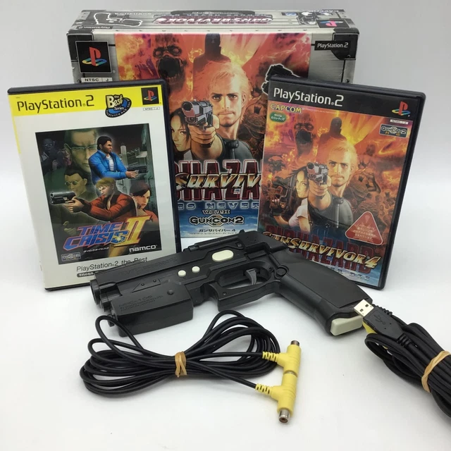 SONY PLAYSTATION PS2 Gun Survivor 4 Time Crisis 2 Guncon2 Set Tested ...