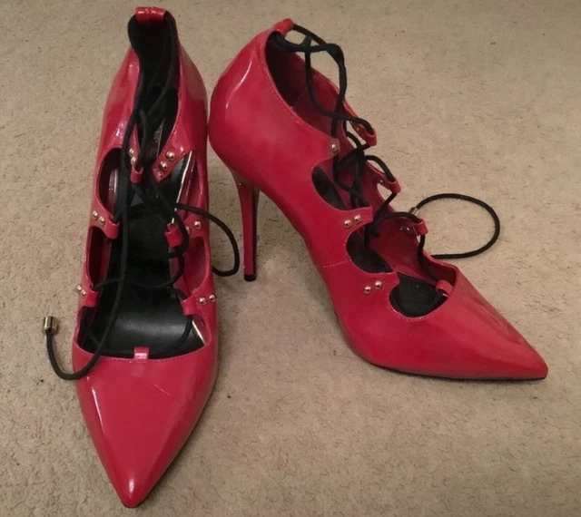 CARVELA - LADIES Red Patent Lace-up High Heels, Size 40/7 - Hardly worn ...
