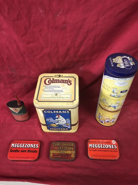 6 OLD VINTAGE tins colmans, singer,tetley tea ect £12.00 - PicClick UK