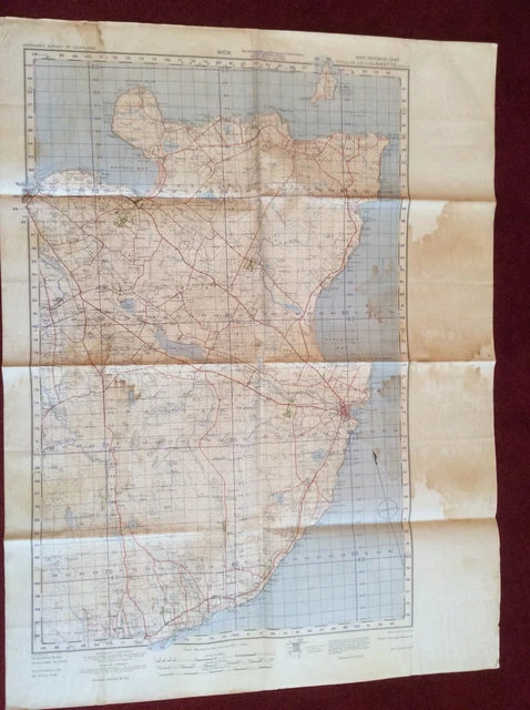 WW2 1940 BATTLE of Britain Military Map Wick North Eastern Scotland ...