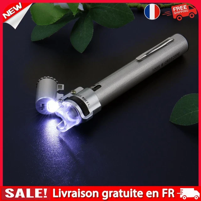 LED LIGHT JEWELRY Loupe Mini Pen-shaped Magnifying Glass 100X Pocket ...