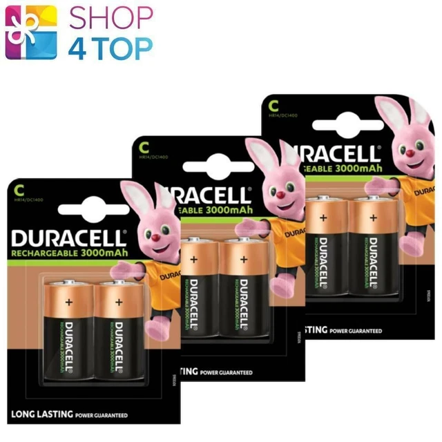 6 DURACELL RECHARGEABLE C Batteries HR14 DC1400 3000mAh 1.2V 2BL New ...
