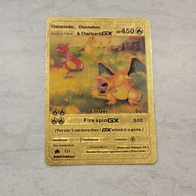 CHARMANDER, CHARMELON, CHARIZARD GX Evolution Gold Foil Pokemon Card ...
