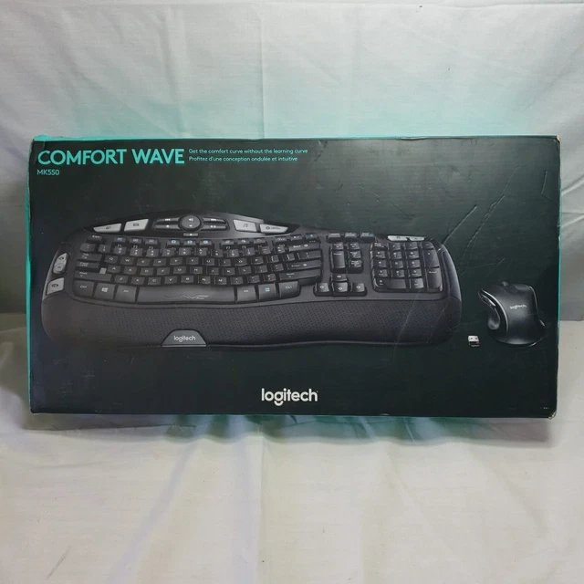 LOGITECH MK550 WIRELESS Keyboard Mouse Combo Comfort Wave K350 Black ...