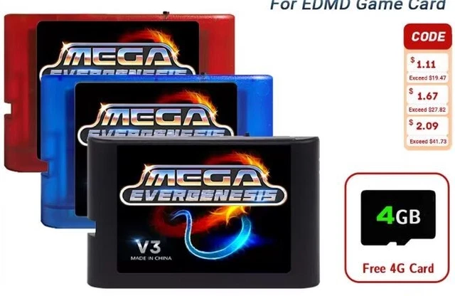 MEGA DRIVE V3 Pro 3000 in 1 EDMD Remix MD Game Card for SEGA US/JP/EU ...