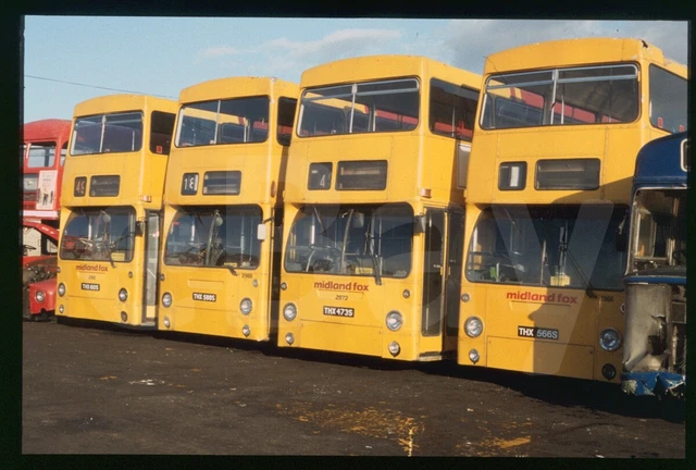 ORIGINAL BUS SLIDE - ex Midland Fox DMS line-up at PVS scrap THX566S ...