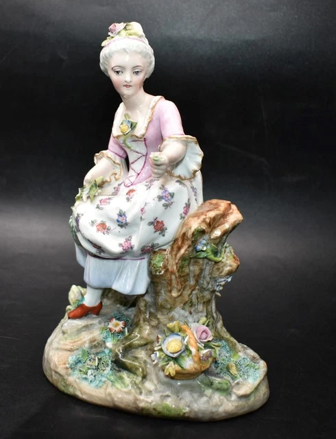 RARE LARGE ANTIQUE 19thC Samson French Porcelain Seated Lady Figure ...