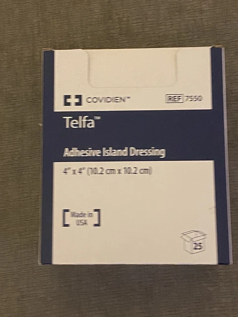 COVIDIEN 7550 TELFA Adhesive Island Dressing Sterile 4X4 Box Of 25 $18. ...