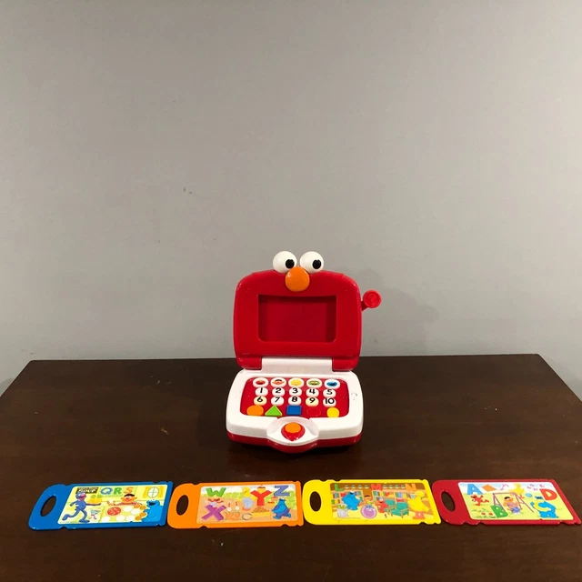MATTEL SESAME STREET Elmo Talking Laptop Computer 2006 4 Learning Cards ...