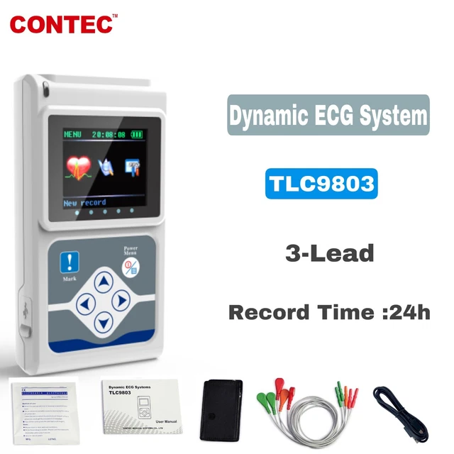 CONTEC 24H DYNAMIC ECG Holter EKG ECG Machine 3-Channel ECG TLC9803 ...