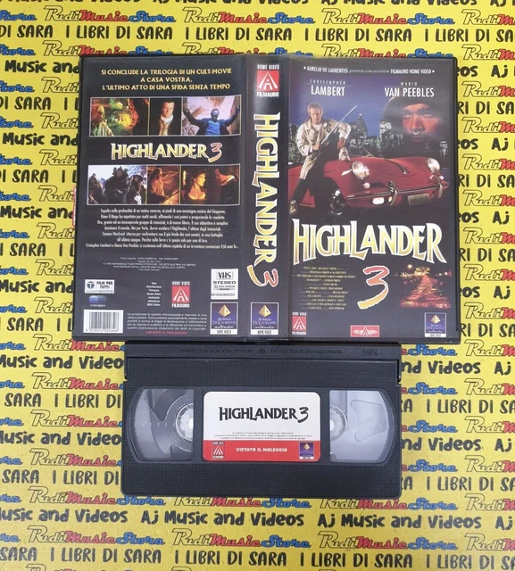 Vhs Film Highlander 3 Christopher Lambert Mario Van Peebles Filmauro Bmg F86 Eur 799