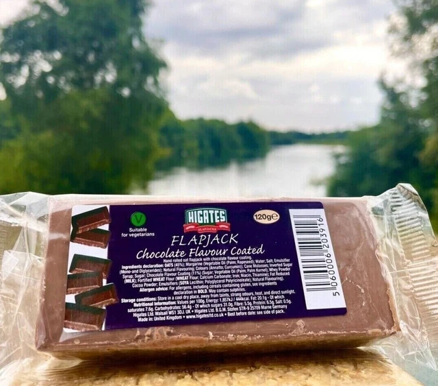 30X HIGATES NEW Flapjacks Chocolate Flavour Coated Case 120g Sweets Bar ...