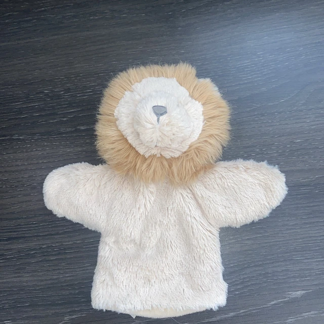THE LITTLE WHITE Company. Plush White/Cream. Hand puppet Rory lion soft ...