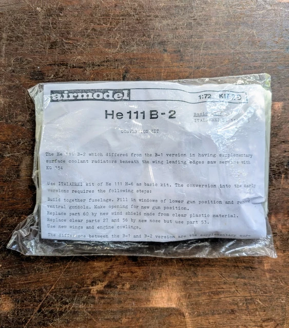 VINTAGE AIRMODEL HEINKEL HE 111 B-2 VAC-FORM MODEL CONVERSION KIT- 1:72 ...