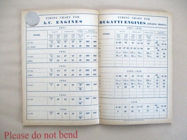 MOTORING-1930'S UK/USA MOTOR Engine Timing Charts-A.c./Bugatti Engines ...