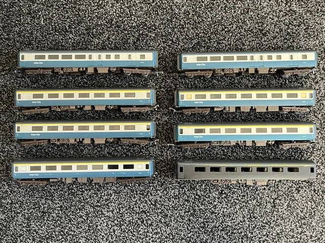 AIRFIX OO GAUGE BR Blue Grey intercity Mk2 Coaches x 7 & 1 spare black ...