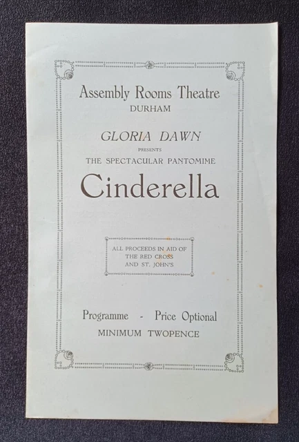 VINTAGE PANTOMIME PROGRAMME, Cinderella, Gloria Dawn, Assembly Rooms ...