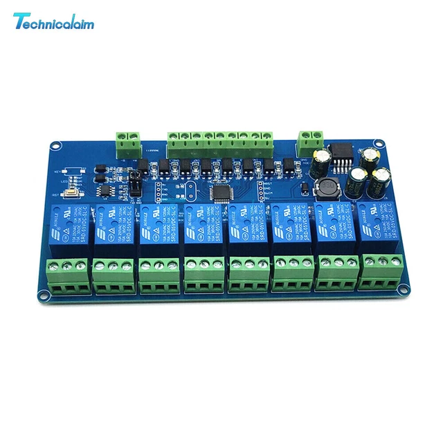 8 CHANNEL MODBUS Rtu Relay Module RS485 TTL 7-30V Communication Control ...