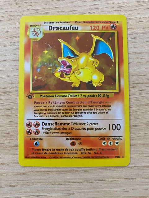 Carte PokÉmon Dracaufeu Holographique 4 102 1ère Edition Wizard 1999