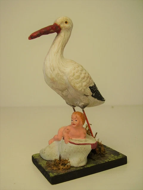 ANTIKE SELTENE FIGUR Masse Storch als Babybringer um 1900 EUR 248,00 ...