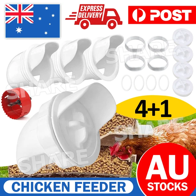NEW CHICKEN FEEDER Poultry Pro Feeder DIY Port PVC Gravity Fed Chicken ...