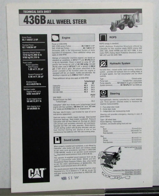 1994 CATERPILLAR 436B All Wheel Steer Specifications Construction Sales ...