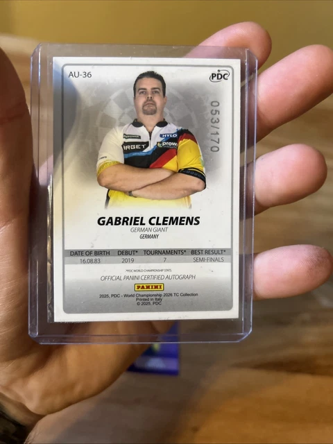 PANINI 2026 PDC Darts WM Trading Card - Gabriel Clemens Blue Parallel ...