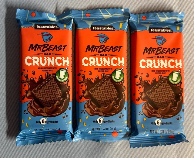MR BEAST FEASTABLES CRUNCH Milk Chocolate Puffed Rice Chocolate Bar 2. ...