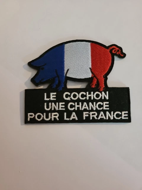PATCH THERMOCOLLANT BRODÉ cochon drapeau une chance pour la france L9cm ...