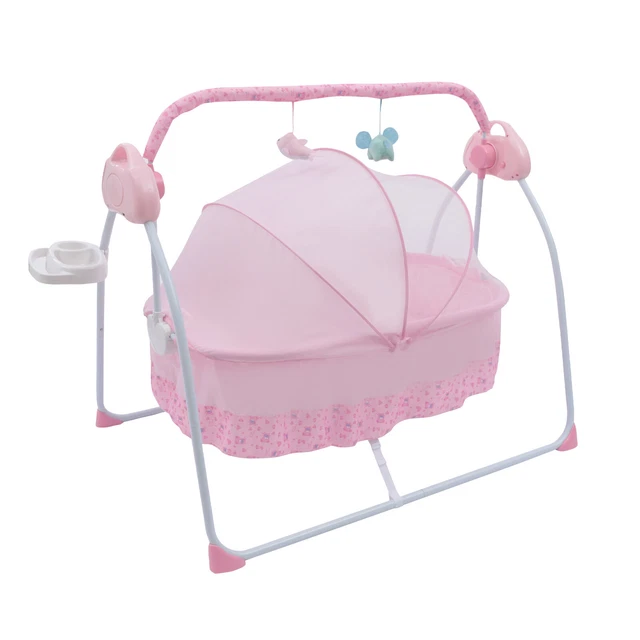 PINK ELECTRIC BABY Rocker Swing Rocking Crib Cot Bed Infant Cradle w ...