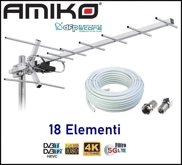 KIT ANTENNA TV Mini Digitale Terrestre Esterna Direttiva UHF DVB T2 ...