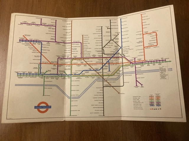 VINTAGE LONDON TRANSPORT Underground Map Diagram of the Lines Beck ...